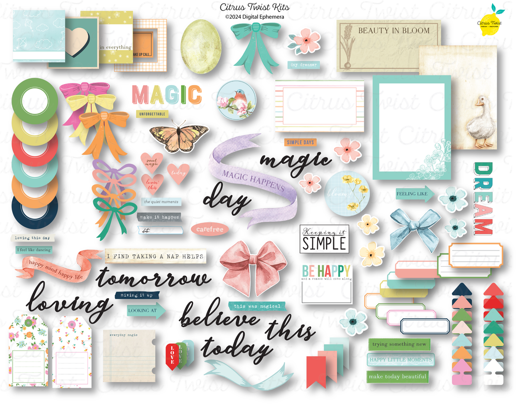 Life Crafted - SPRING MAGIC - Digital Ephemera – Citrus Twist Kits