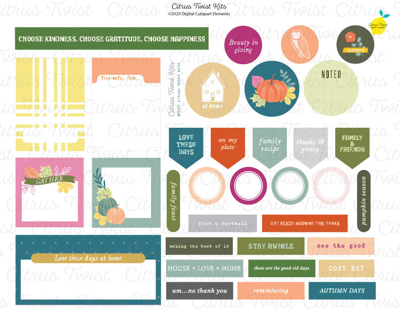 Life Crafted - GRATITUDE - Digital Elements – Citrus Twist Kits