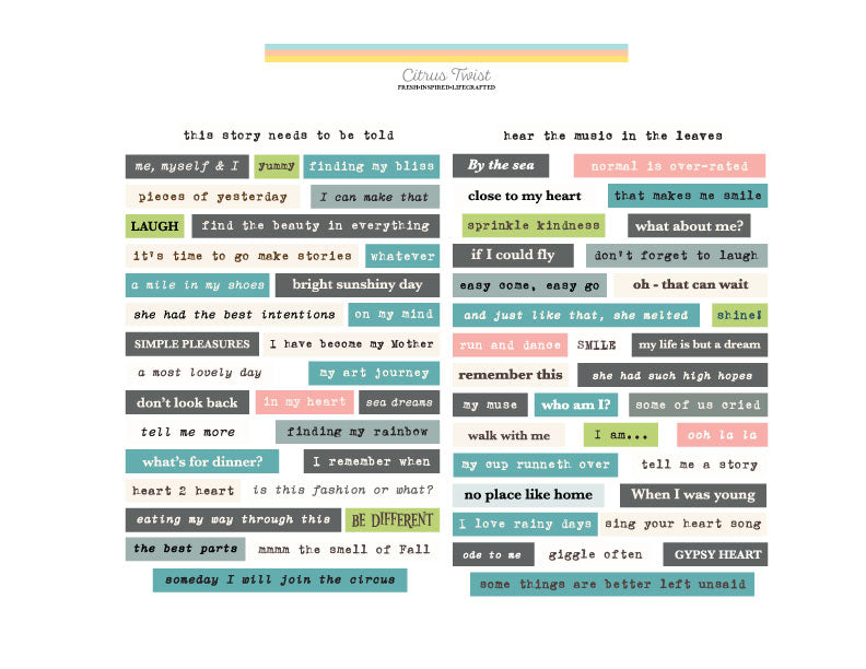 Citrus Twist Life-Crafted ALL ABOUT ME Tiny Word/Phrase Stickers ...