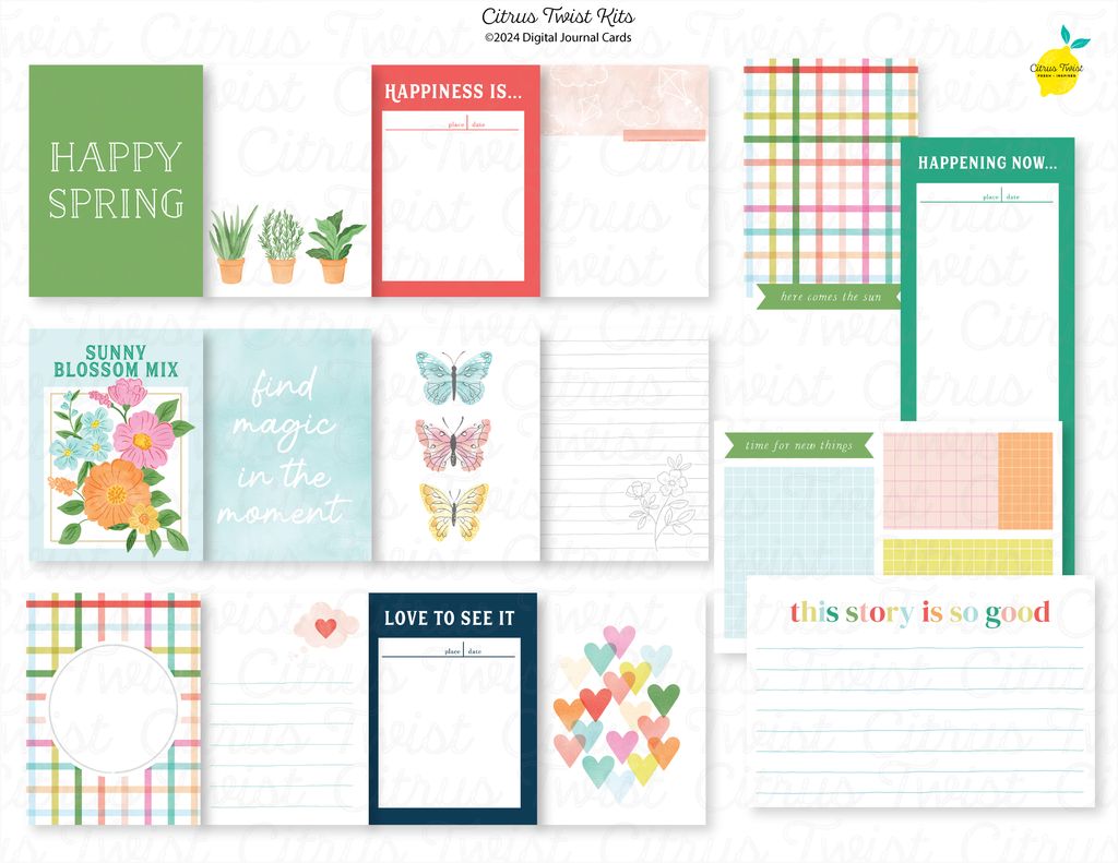 Life Crafted - SPRING MAGIC - Digital Journal Cards – Citrus Twist Kits