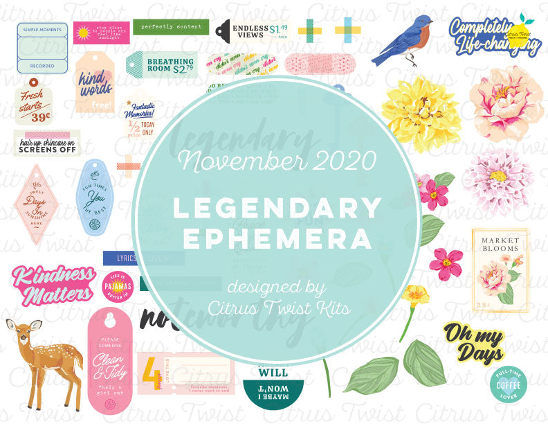 Printable - LEGENDARY Ephemera Elements - November 2020 – Citrus Twist Kits