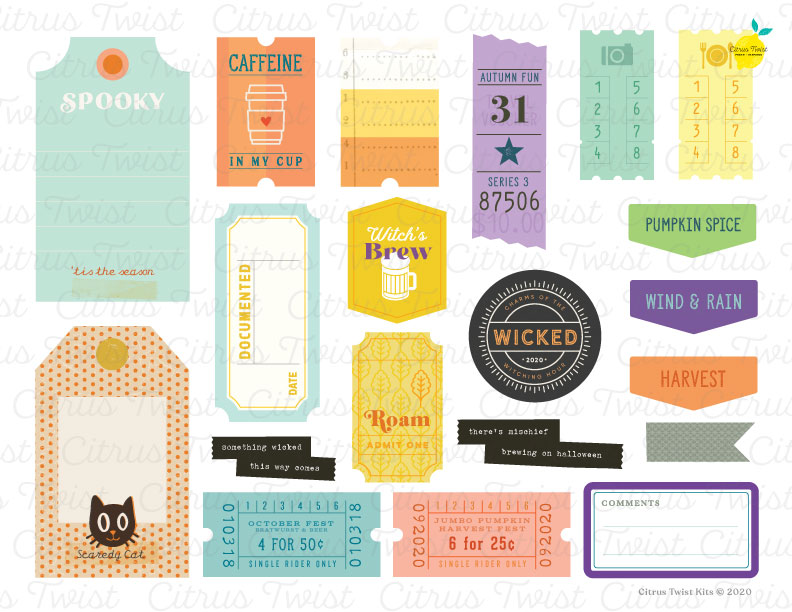 Printable - FLOURISH Digital Tags - October 2020 – Citrus Twist Kits